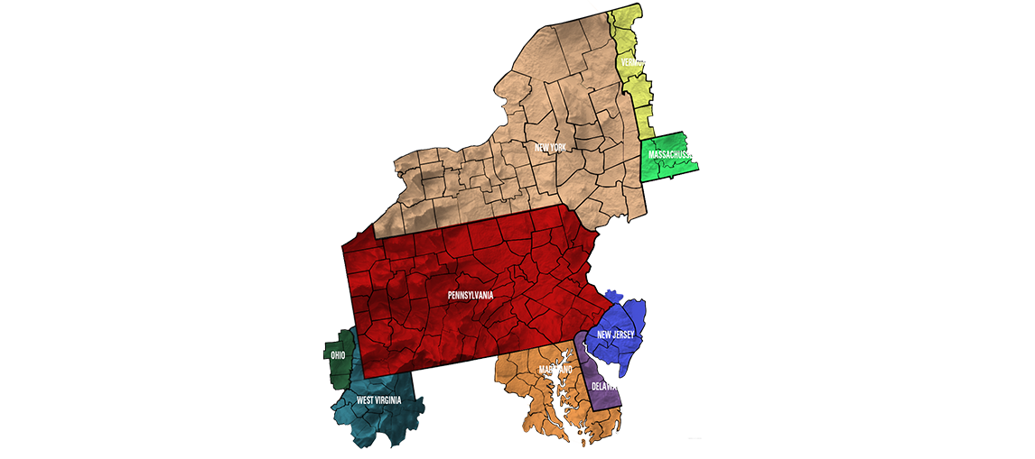 Pengate Territory | Material Handling Services | Raymond Coverage Area